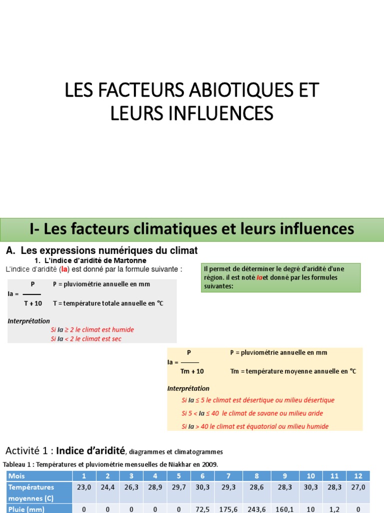 Les Facteurs Abiotiques Et Leurs Influences | PDF | Météorologie ...