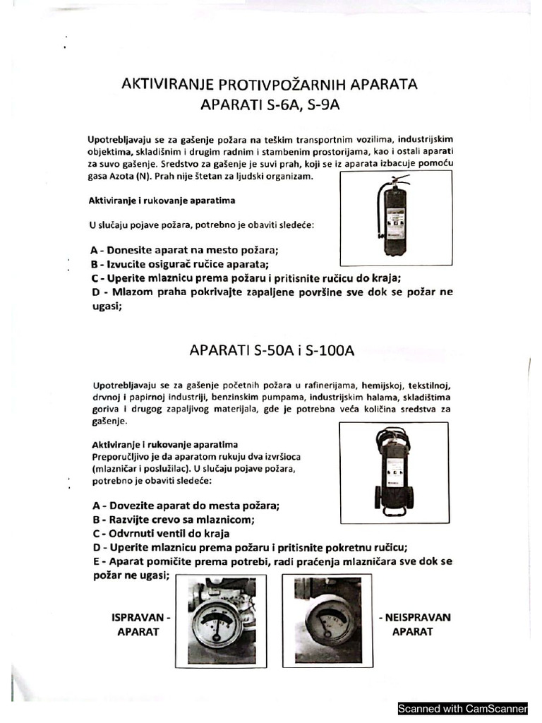 Aktiviranje Protivpožarnih Aparata S-6A, S-9A | PDF