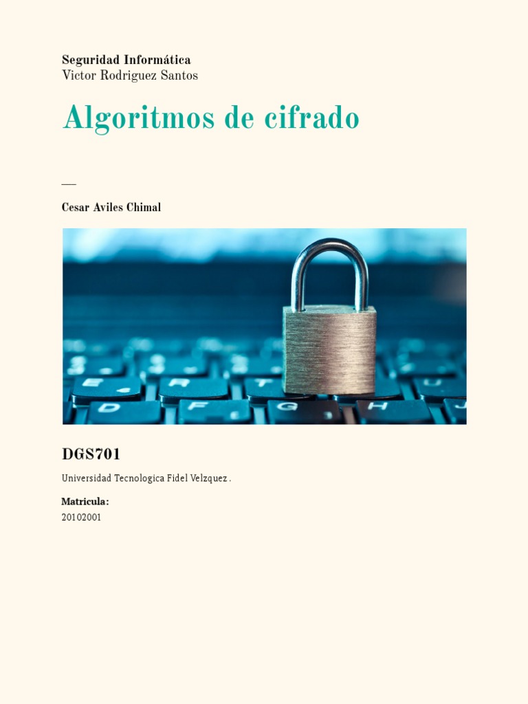 Algoritmos de Cifrados | PDF | Cifrado | Clave (criptografía)