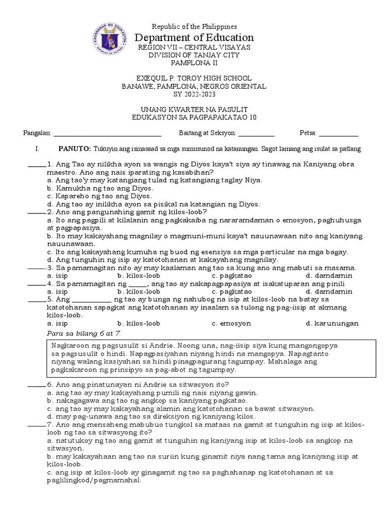 Department of Education: Republic of The Philippines | PDF