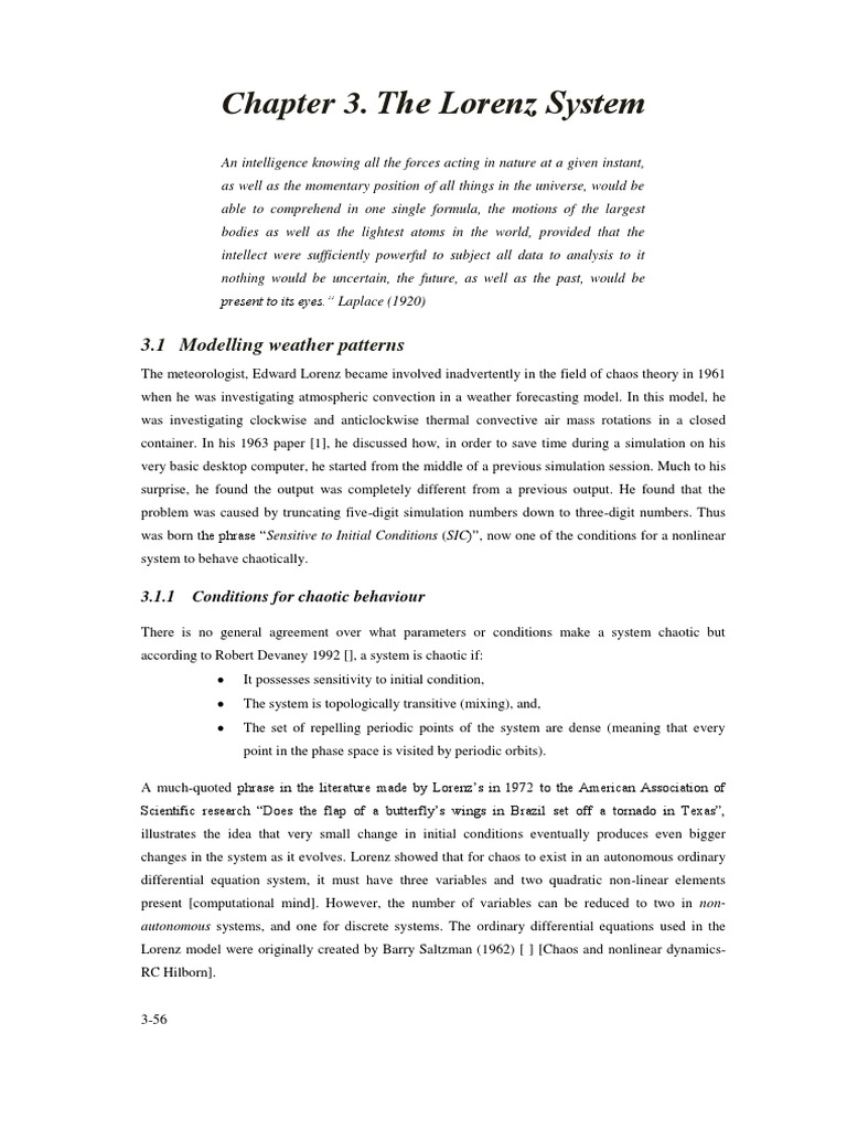 Chapter 3. The Lorentz System - Paul Tobin | PDF | Chaos Theory | Attractor