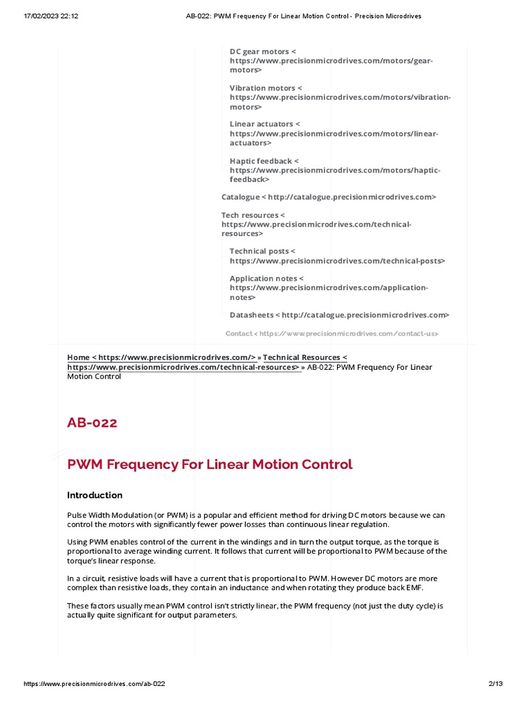 AB-022 - PWM Frequency For Linear Motion Control - Precision ...
