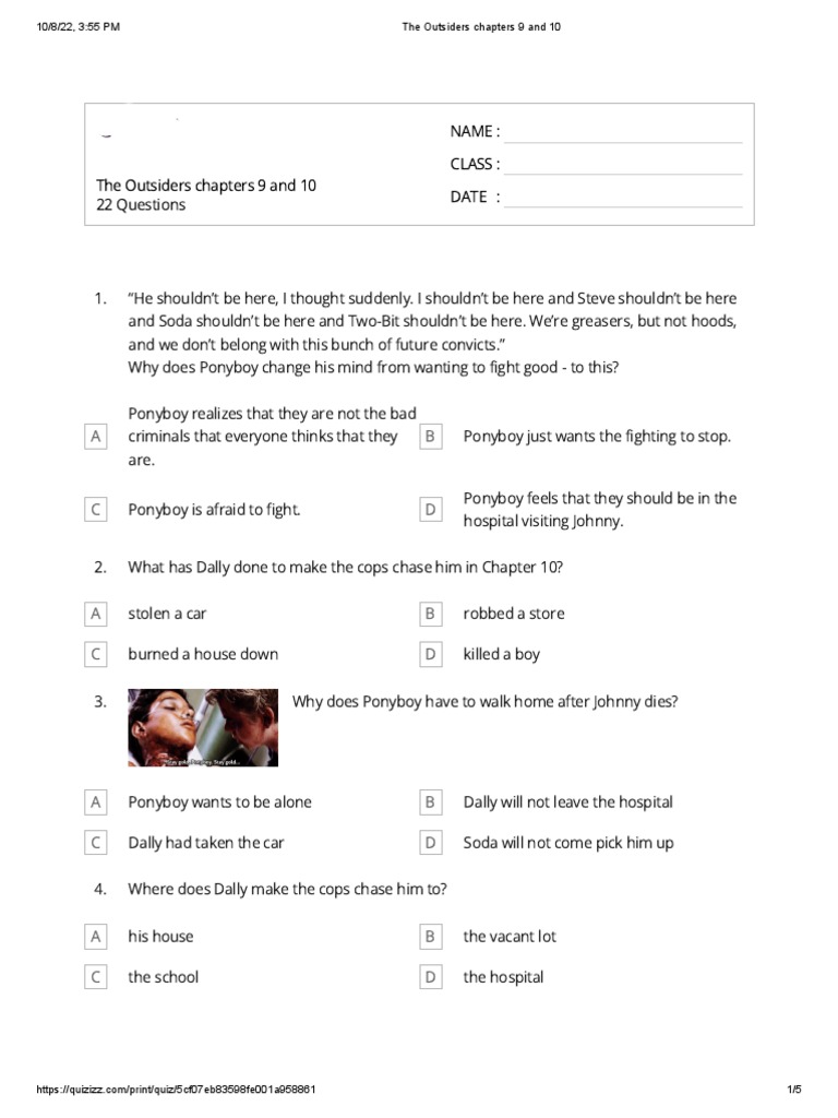 The Outsiders Quiz#5 | PDF