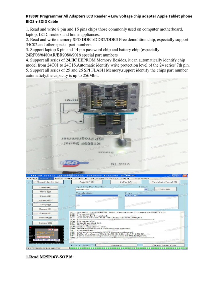 RT809F Programmer All Adapters LCD Reade | PDF | Bios | Electrical ...