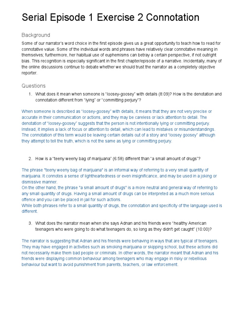 01 Serial 1-2 Connotation - Handout | PDF | Narration | Adolescence
