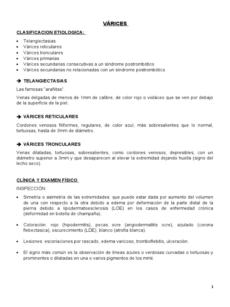 Clasificación y tratamiento de varices | PDF | Venas varicosas ...