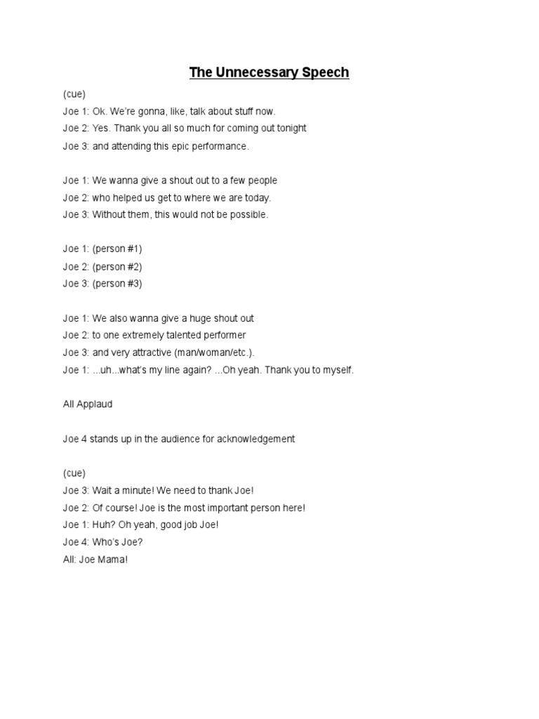 The Unnecessary Speech | PDF