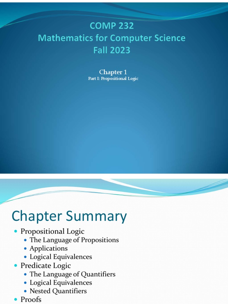 W1-COMP 232-Chap 1-Sec 1.1-1.2-1.3 | PDF | Logic | If And Only If