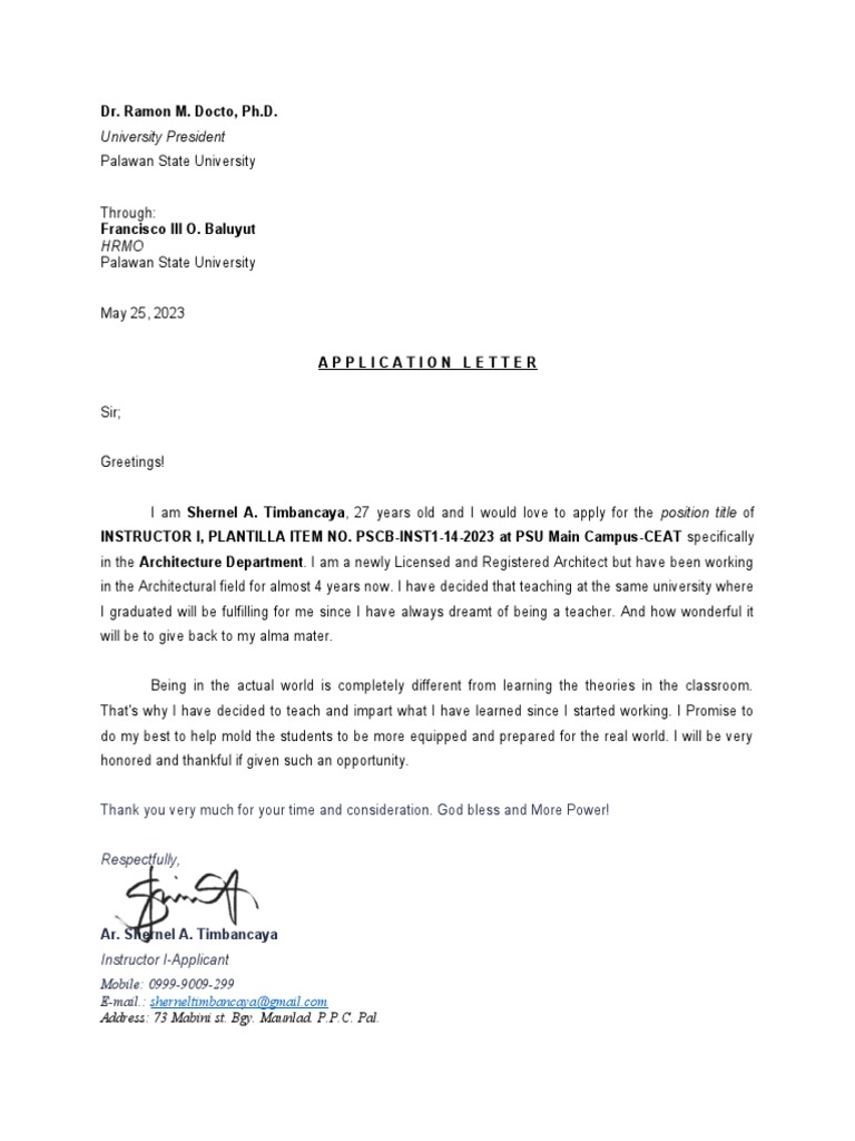 Psu Aplication Letter | PDF