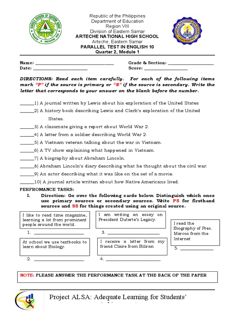 Quarter 2, Module 1 S.Y. 2021 - 2022 | PDF