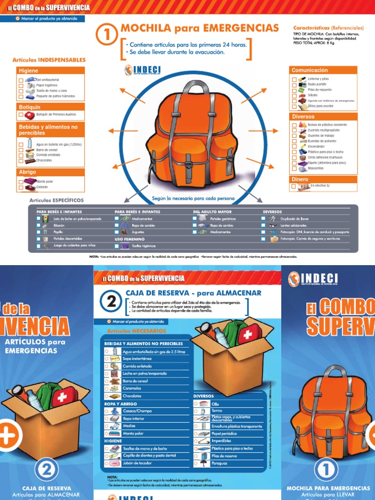 INDECI - Cómo Armar Una Mochila para Emergencias | PDF
