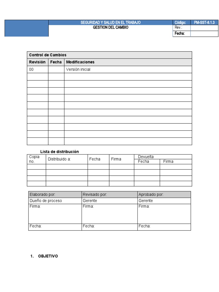 PM SST 8.1.3 Gestión Del Cambio | PDF