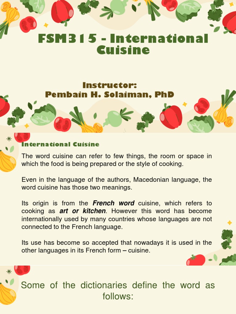 Lesson 1 INTERNATIONAL CUISINE TOPIC | PDF | Cuisine | Cooking