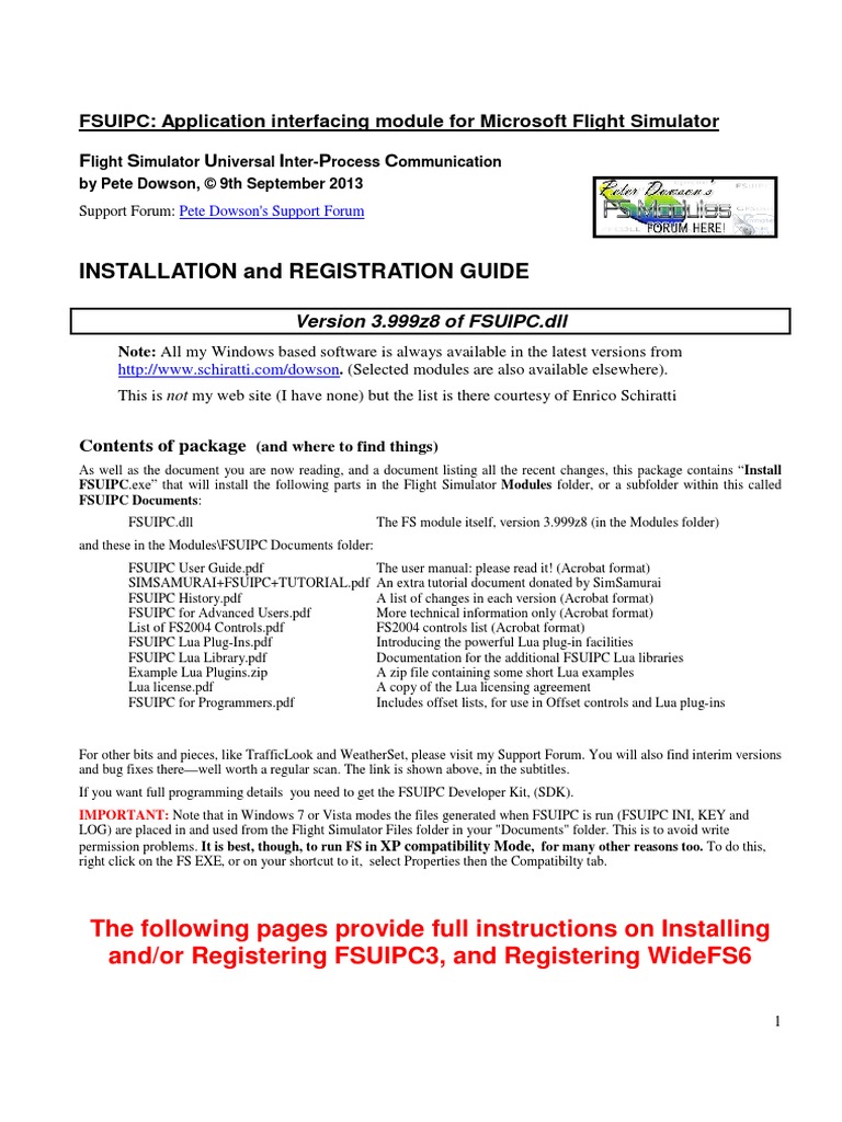 Installing and Registering FSUIPC | PDF | Windows Registry | Computer File