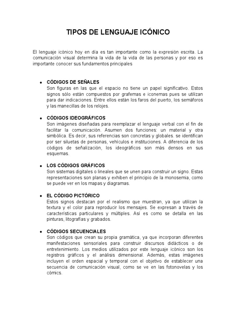 TIPOS DE LENGUAJE ICÓNICO | PDF | Las emociones | Comunicación