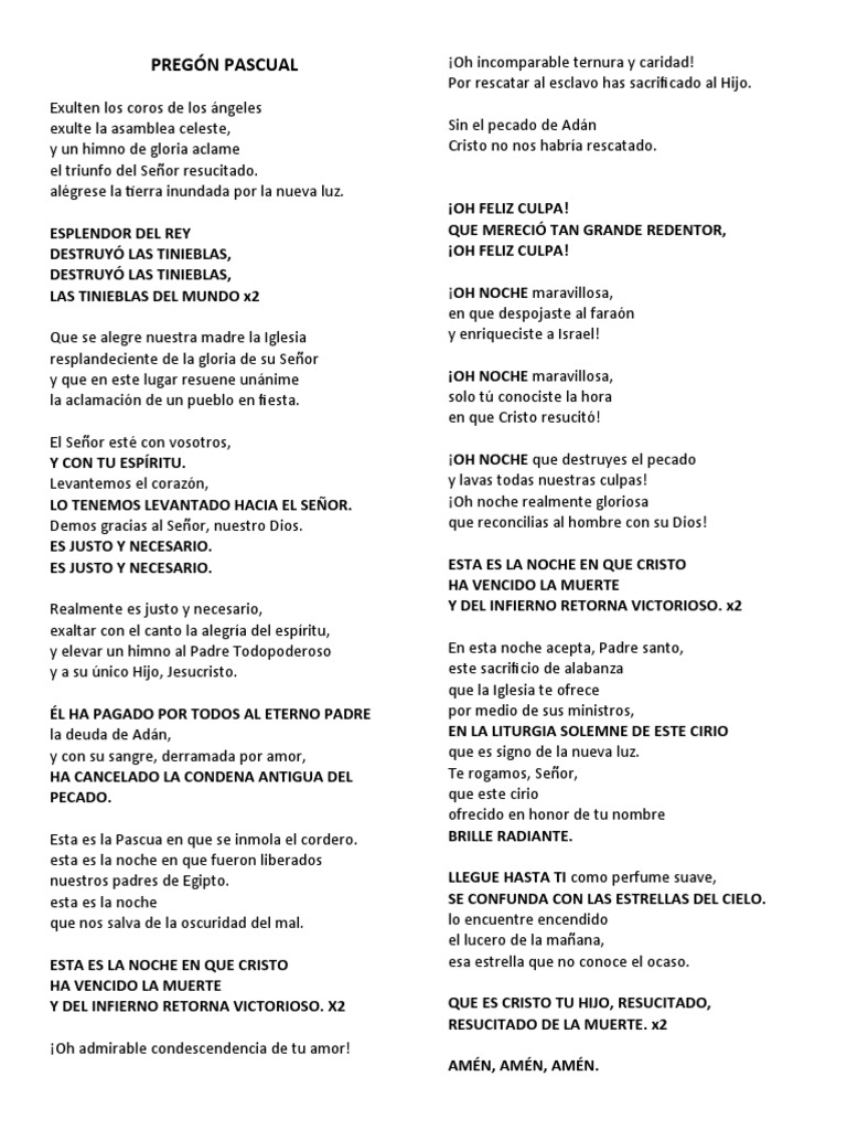Pregón Pascual | PDF | Cristo (título) | La resurrección de Jesús