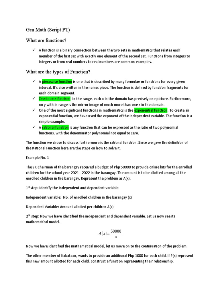 Gen Math PT | Download Free PDF | Function (Mathematics) | Variable ...