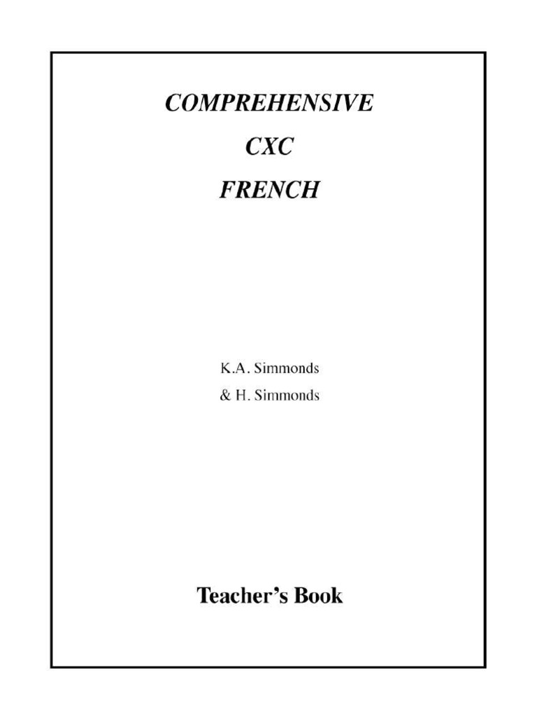 Comprehensive CXC French - Teacher's Book | PDF