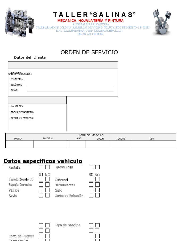 Formato de Orden de Servicio | PDF