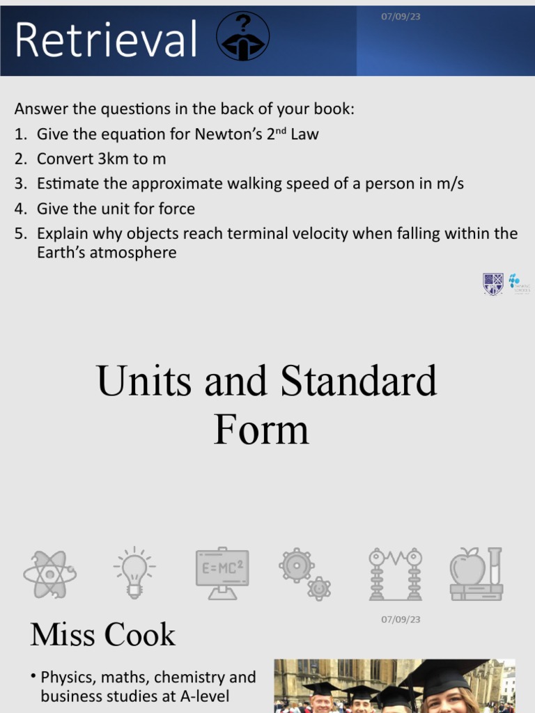 Units and Standard Form | PDF | International System Of Units | Kilogram