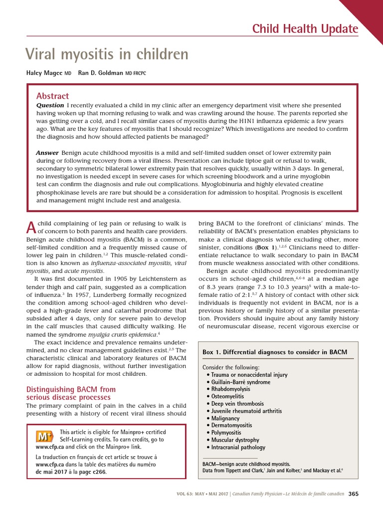 Viral Myositis in Children: Child Health Update | PDF | Causes Of Death ...