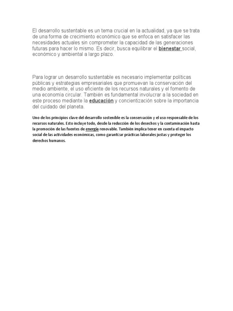 El Desarrollo Sustentable Es Un Tema Crucial en La Actualidad | PDF