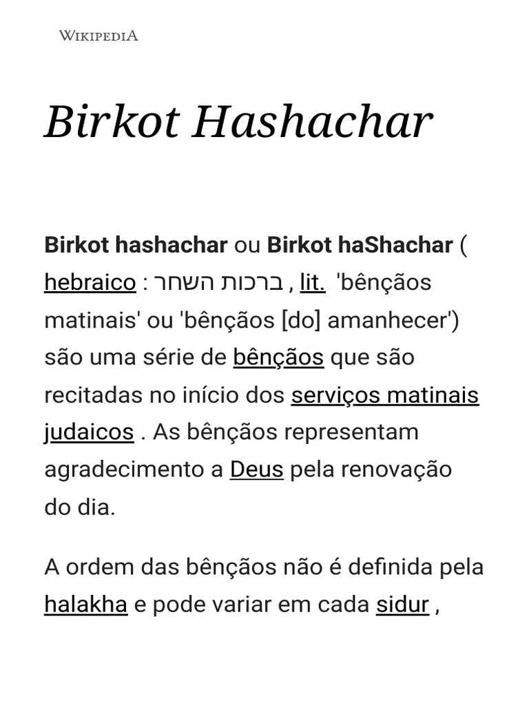 Birkot Hashachar - Wikipédia | PDF | Self-Improvement | Religion ...