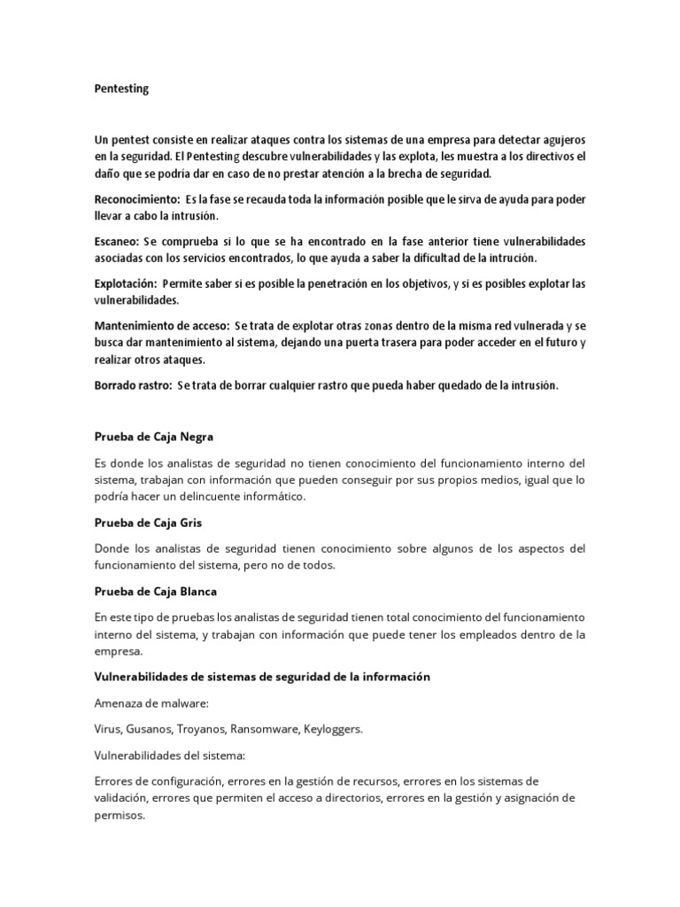 Guía Completa de Pentesting y Vulnerabilidades | PDF