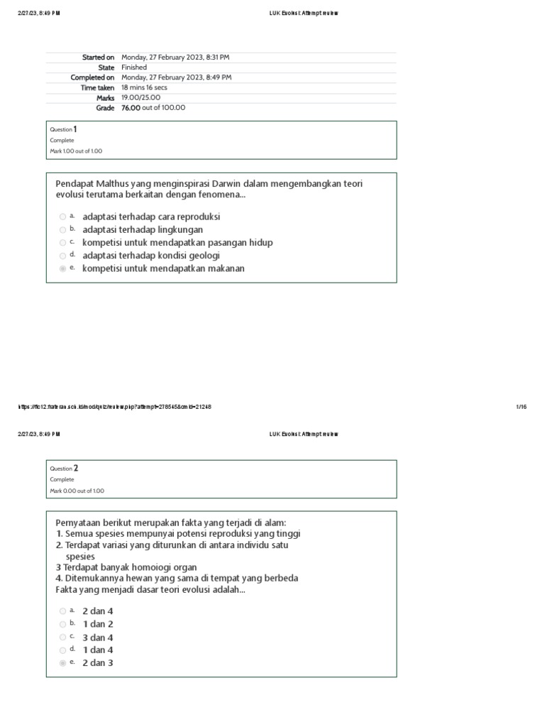 LUK Evolusi - Attempt Review | PDF