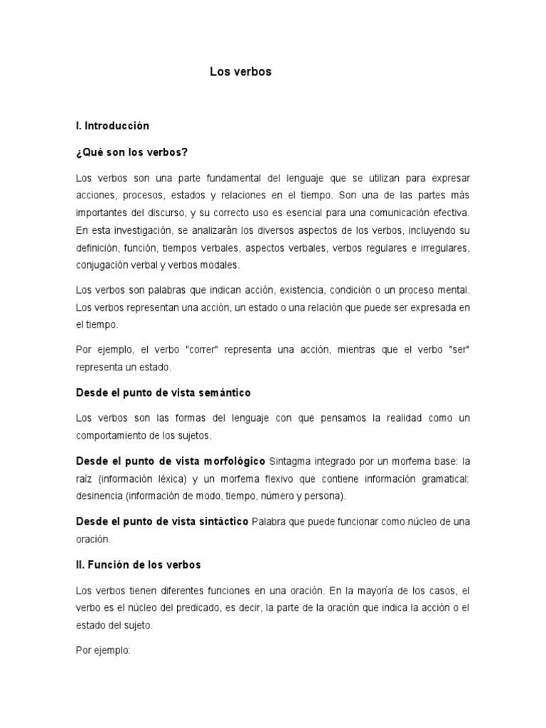 Los Verbos | PDF | Verbo | Predicado (Gramática)