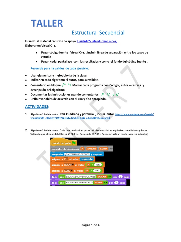 Taller 07b | PDF | C ++ | Algoritmos