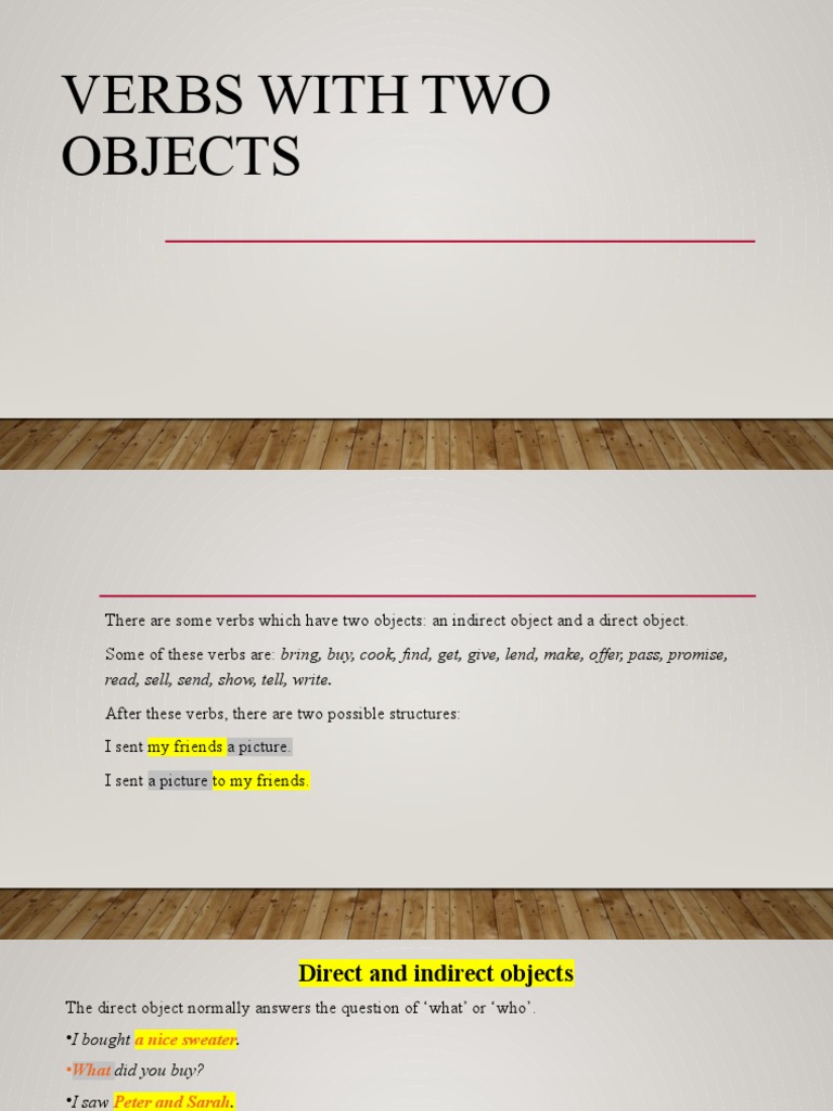 Verbs With Two Objects | PDF