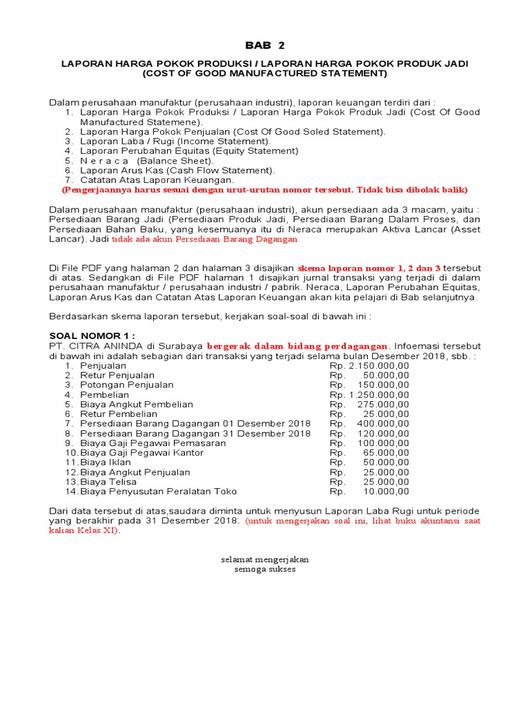 Bab II Teori Laporan Harga Pokok Produksi 27-07-2021 Oke | PDF