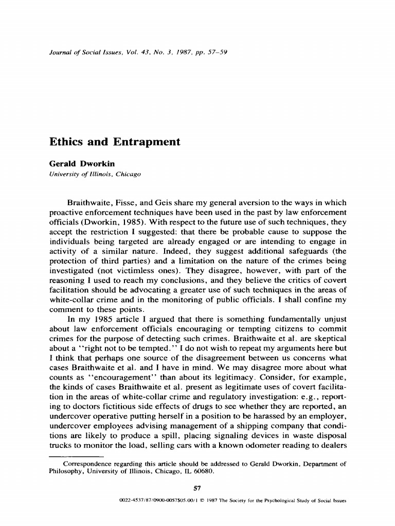 Ethics and Entrapment | PDF | Crimes | Crime & Violence