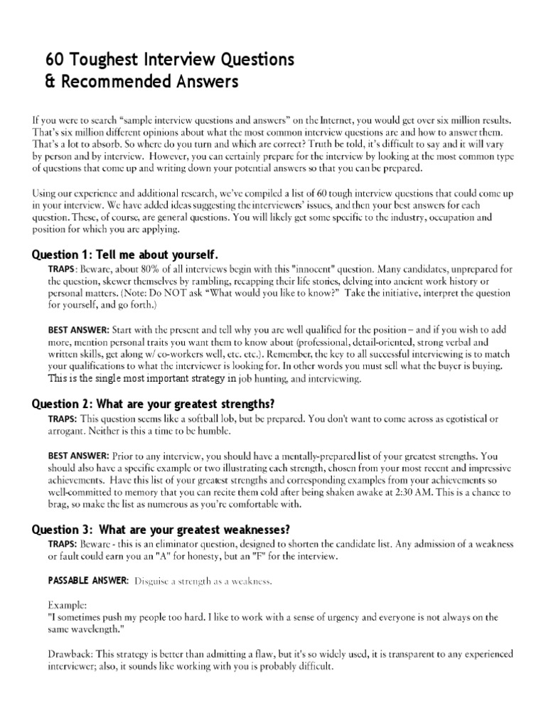 Interview Questions | PDF | Psychology | Behavioural Sciences