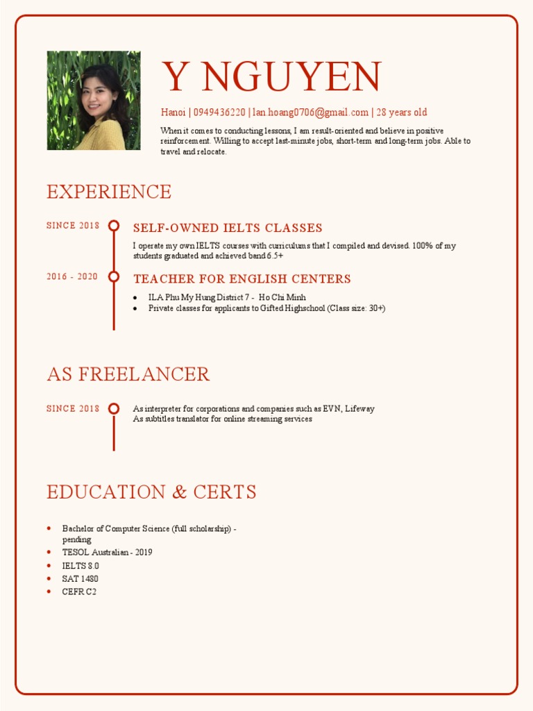 Y Nguyen - Teacher | PDF