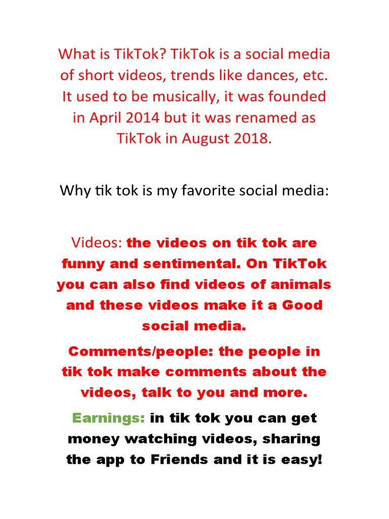 Why Tik Tok Is My Favorite Social Media | PDF