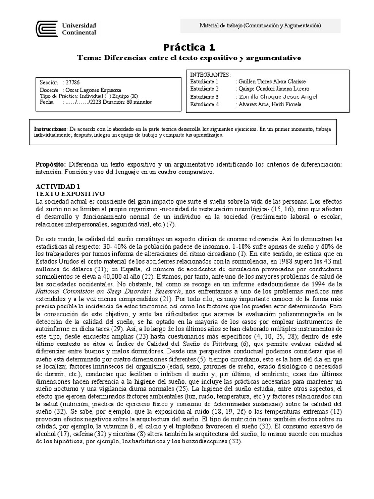 PRACTICA 1 Diferencias Entre Tex Ex y Arg | PDF | Estrés (biología) | Dormir