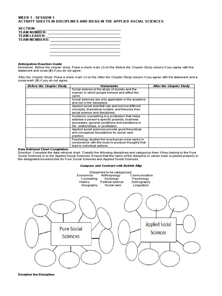 Diass Week 1 Activity Sheets Pdf Social Sciences Science