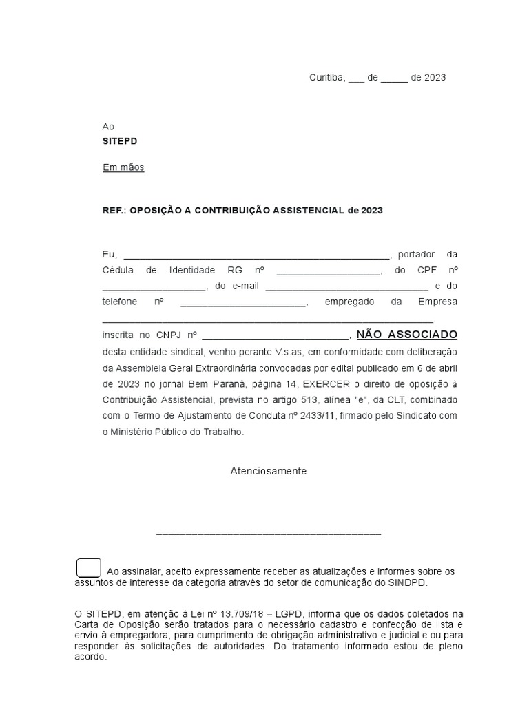 Carta Sindicato | PDF