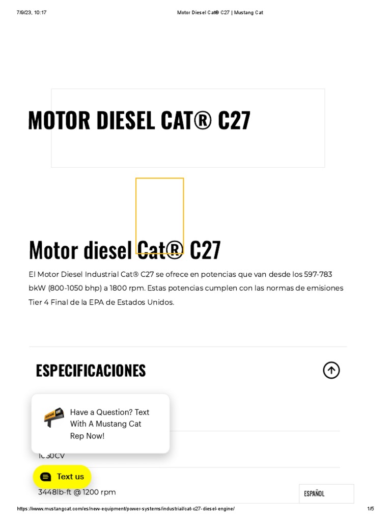 Motor Diesel Cat® C27 - Mustang Cat | Descargar gratis PDF | Motor diesel | Motores