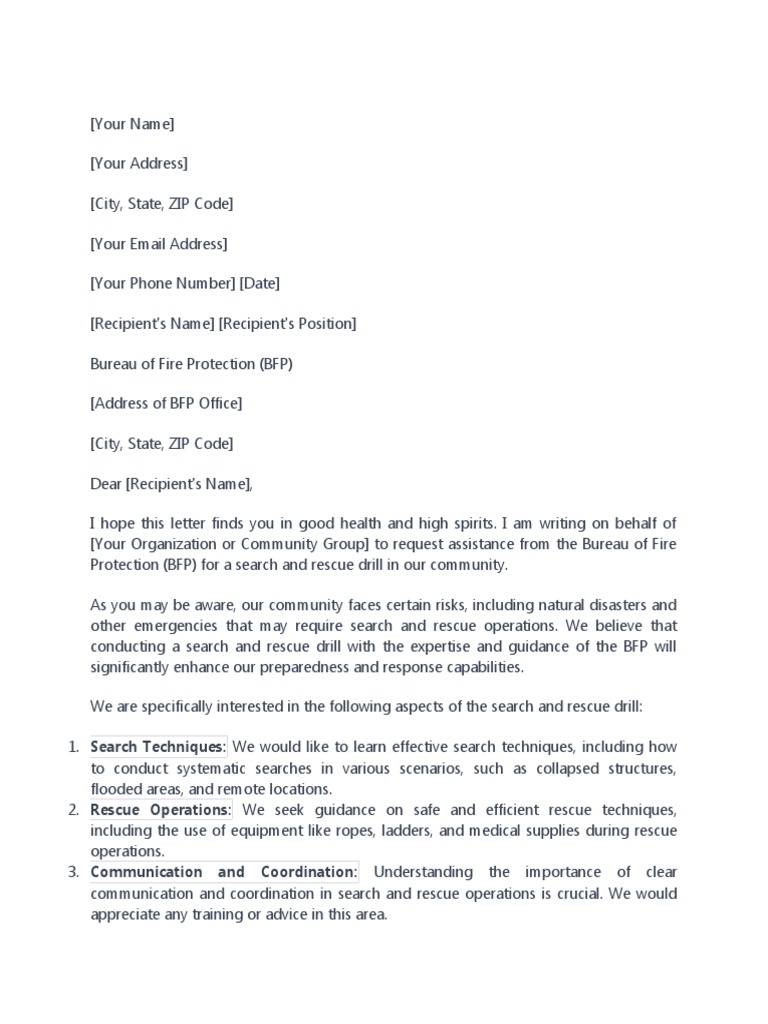 Letter Request To BFP | PDF | Emergency Management | Public Safety