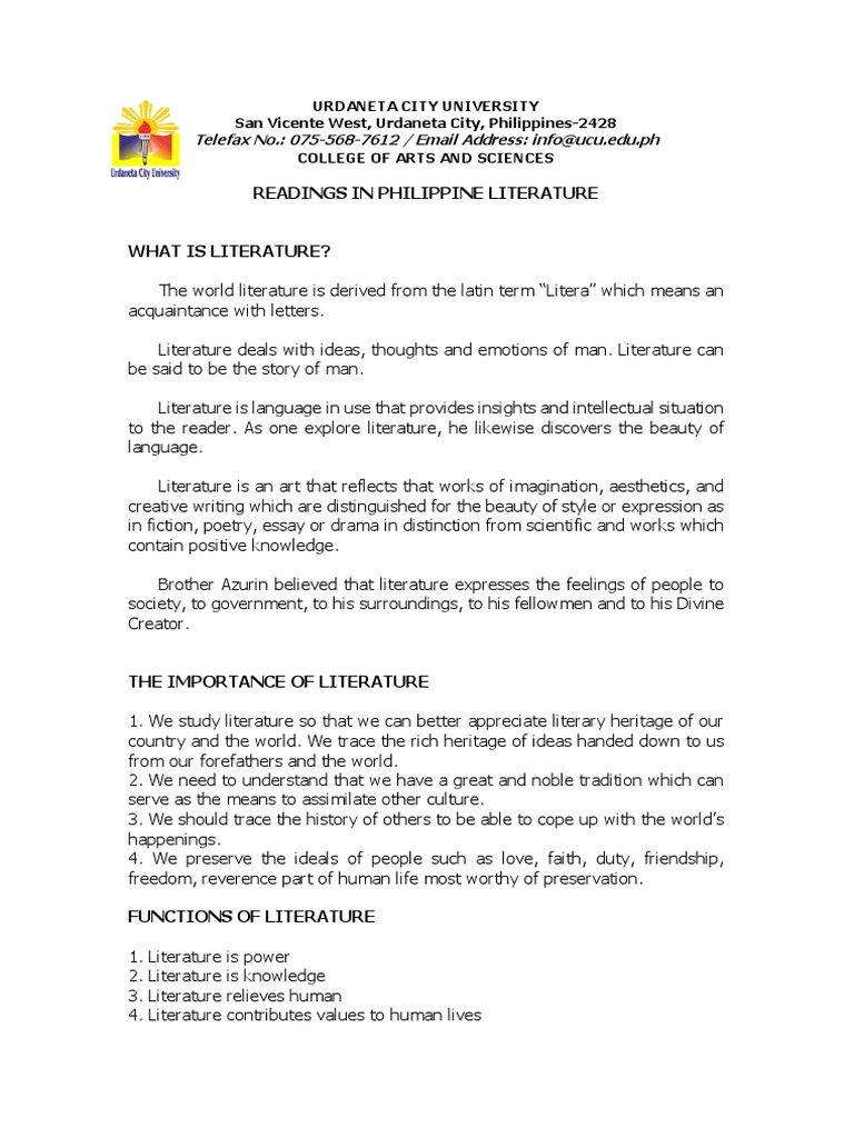 Readings in Philippine Literature Overview | PDF | Poetry | The Arts