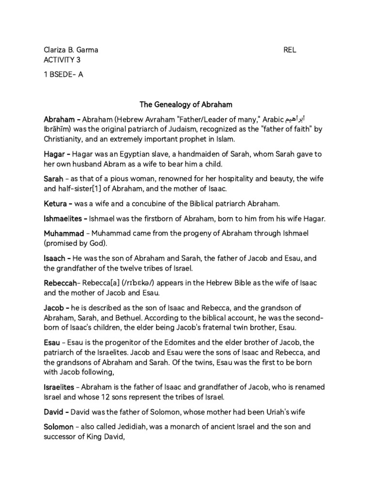 The Geneology of Abraham | Download Free PDF | Abraham | Isaac