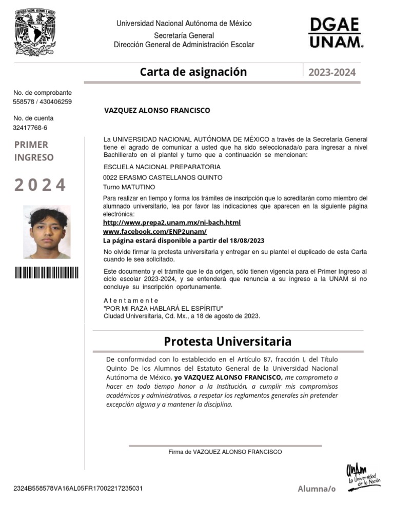 Carta de Asignacion Pako Prepa 2 GWWRRR | PDF | México | Universidad