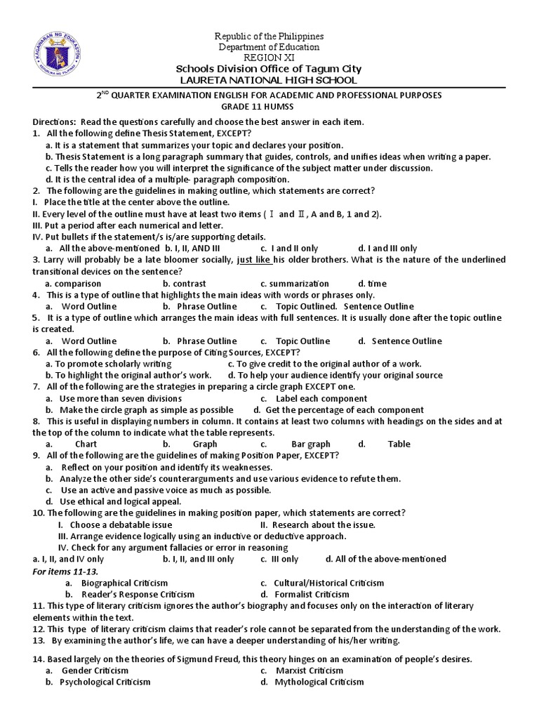 2nd Quarter Examination Eapp | Download Free PDF | Pet | Substance Use ...