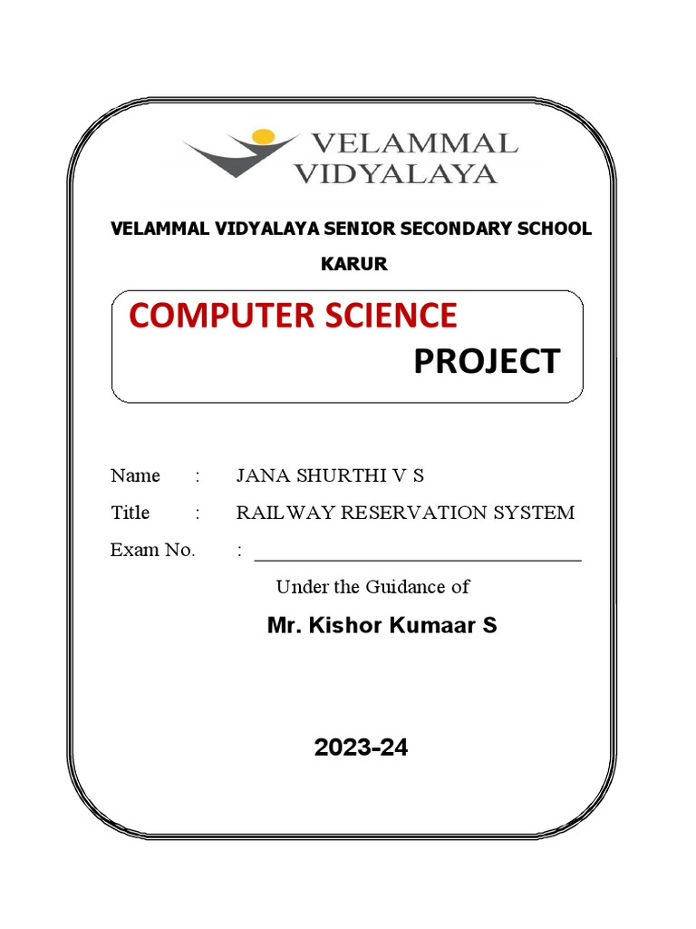 CS Project Front Page FINAL JANA | PDF | Computing
