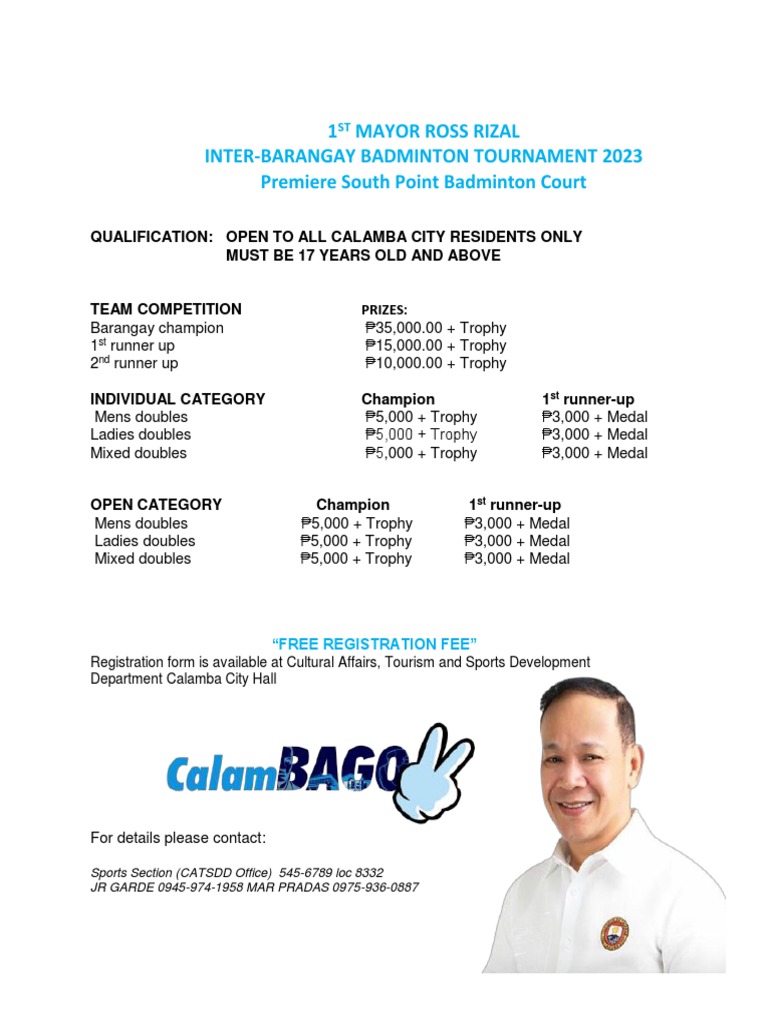 Badminton 2023 Reg Form | PDF | Athletic Sports | Entertainment