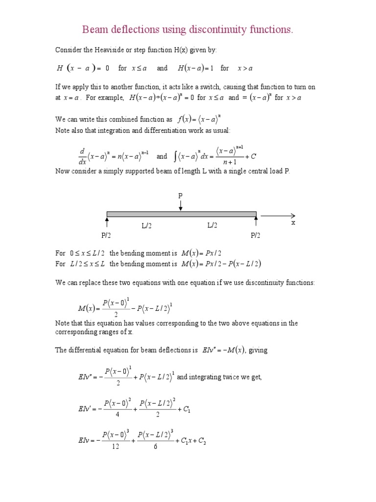 Beam Deflection with Discontinuity Functions | PDF | Beam (Structure ...