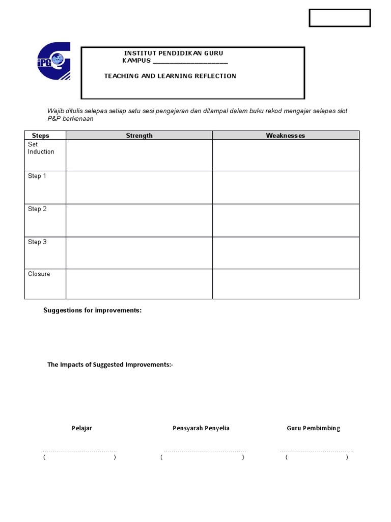 Contoh Refleksi pdp-1 | PDF